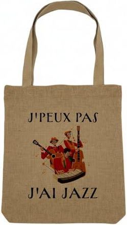 Fabulous Sac Shopping Tote Bag Aspect Lin - JPeux Pas Jai Jazz Musique Piano Guitare Basse - Sac de Courses Toile Epaisse 360g Beige Naturel Cabas Port&eacute; Epaule