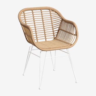 Sklum Gartenstuhl aus synthetischem Rattan Zole Weiss