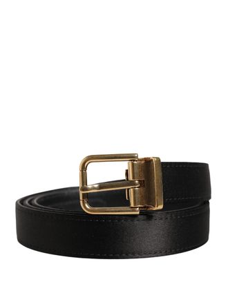 Dolce & Gabbana Men Black Classic Viscose Metal Buckle Belt Calf Leather