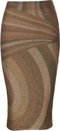 Pucci Femme, Jupes, Multicolore, Taille: 38 FR Midi Skirt Jersey Lamé