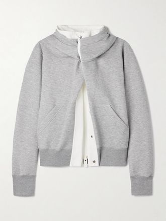 sacai Sweat À Capuche En Jersey De Coton Mélangé Et En Toile De Coton - Gris
