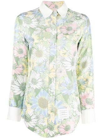 Thom Browne chemise en soie à fleurs - Vert