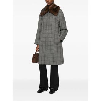 Tela Wool Blend with Fur Collar Coat - Grey