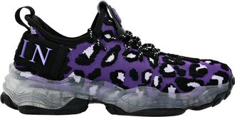 Philipp Plein Femme, Chaussures, Violet, Taille: 35 EU Runner Baskets Leopard