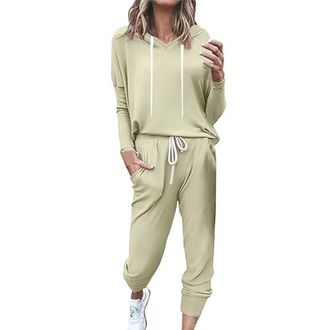 Generic Surv&ecirc;tement pour femme &agrave; manches longues - D&eacute;contract&eacute; - Couleur unie - V&ecirc;tement de sport confortable - Avec capuche - Pantalon de jogging - Surv&ecirc;teme