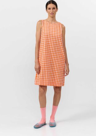Suite13lab Damen vegan Kleid Lena Check Orange