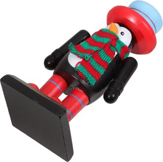DOITOOL Festliche Holz Nussknacker Figur Pinguin Desktop Puppen Dekoration Weihnachtliche Tischdeko Reusable Weihnachtsdeko mit Feiner Handwerkskunst und Deta