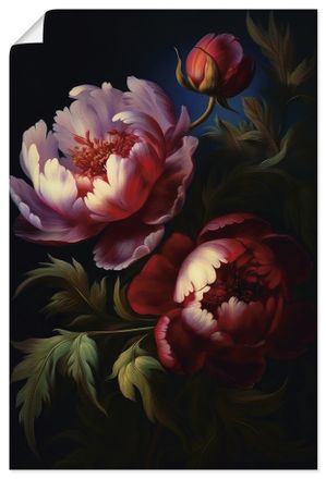 Artland Wanddeko Poster & Kunstdrucke Wandposter 60x90 cm Hochformat Pflanzen Blumen Rosen MItternacht Garten Barock Gothic Vintage U4VY