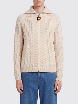 J.W.Anderson Cardigan zipp&eacute; en m&eacute;lange de coton avec col et poignets c&ocirc;tel&eacute;s
