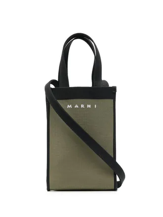 Marni sac &agrave; bandouli&egrave;re colour block en maille - Vert