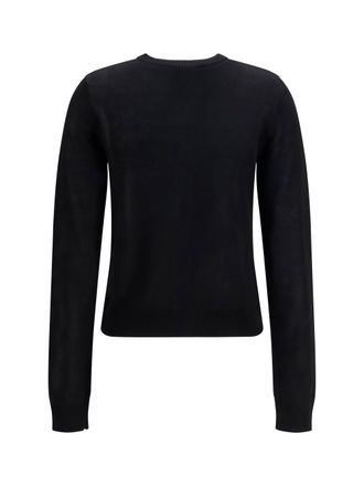 Ganni Womens Diamond-Pattern Cardigan Black Cotton Sweater