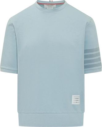 Thom Browne Homme, Tops, Bleu, Taille: 2XL T-shirt 4-Bar en jersey de coton