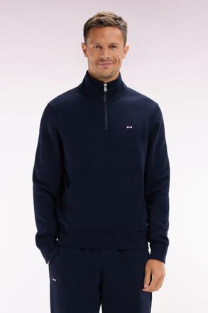 Eden Park Sweatshirt &Agrave; Col Zipp&eacute; En Coton Marine Coupe Droite