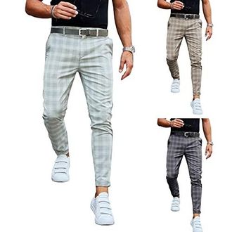 Generic Pantalon &agrave; carreaux pour homme, pantalon skinny &agrave; carreaux pour homme, pantalon tendance et d&eacute;contract&eacute;, pantalon minimaliste, pantalon classique et v
