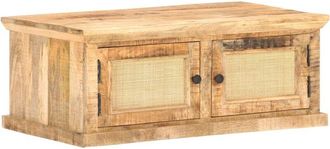 vidaXL Vidaxl - Table basse 90x50x35 cm Bois de manguier et canne naturelle