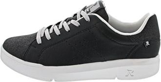 Rieker Baskets Tennis en Cuir Noires à Semelle Plate vulcanisée et à Lacets Plats