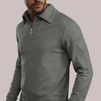 Brandsseller Pull col Camionneur pour Homme en Coton l&eacute;ger &agrave; Demi-Zip - avec Fermeture &Eacute;clair et col Montant, Confortable et Respirant pour Le Quotidien et Les Loi