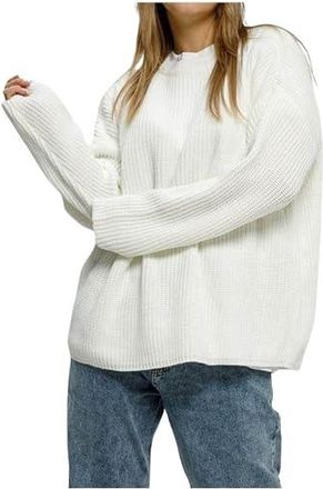 Generic 2026 Printemps Femmes Automne et Hiver Pull Col Rond Pull L&acirc;che Manches Longues Pull Veste, blanc, XL