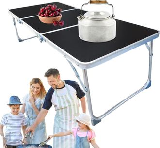 Generico Tragbarer Faltbarer Campingtisch | Klapptisch aus Aluminiumlegierung für den Außenbereich | Campingzubehör mit Griffen für Garten, Park, Hof, Küche, H