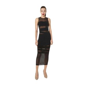 Wolford Femme, Robes, Noir, Taille: 38 FR Robe mi-longue sans manches graphique Sheer-matt