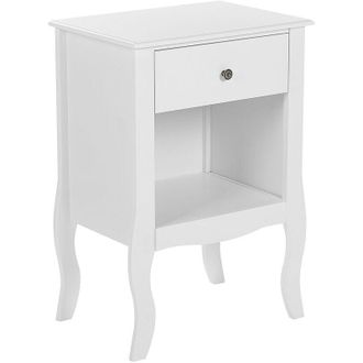 Beliani Table de Chevet Blanche avec Tiroir Pratique Intégré Ajout Idéal pour Chambre à Coucher au Style Rustique Scandinave et Moderne Beliani