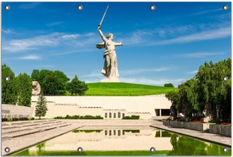 Wallario Outdoor-Poster f&uuml;r Garten oder Balkon Monument der Entschlossenheit, Motivbanner Gr&ouml;&szlig;e: ca. 80 x 120 cm, Outdoor-Bild