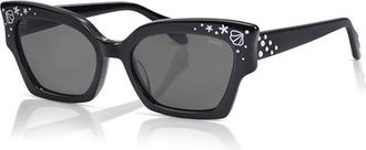 Sojos Cateye Melody Lunettes de soleil en acétate pour femme - Polarisées carrées - Protection UV400, noir/gris, L