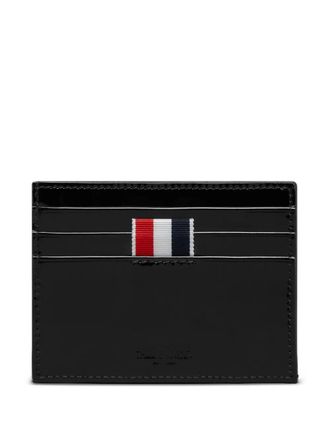 Thom Browne porte-cartes verni &agrave; 4 bandes signature - Noir