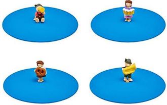 Lurch 210300 Deckel Biergarten 4er Set Glasabdeckungen mit lustigen Figuren