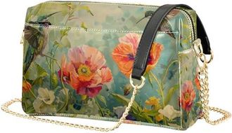 Mnsruu Sacs à bandoulière pour femme, sac à main en cuir avec colibri et pivoine