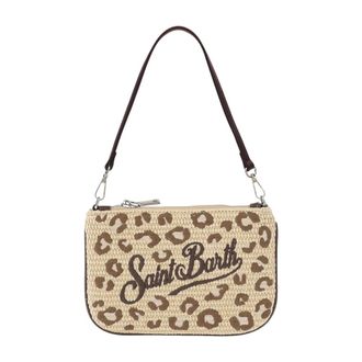 MC2 Saint Barth Femme, Sacs, Beige, Taille: ONE Size Pochette &agrave; effet raphia avec bandouli&egrave;re