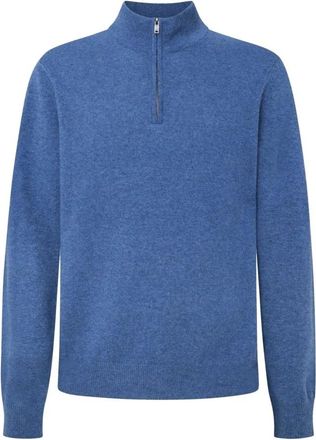 Hackett Pull en m&eacute;lange de laine m&eacute;rinos et cachemire - Homme - Pulls - Bleu - Taille: L