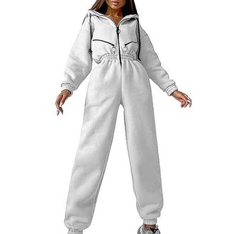 Generic Ensemble de surv&ecirc;tement pour femme tendance d&eacute;contract&eacute; de couleur unie avec col roul&eacute; et pantalon de surv&ecirc;tement pour femme, blanc, XL