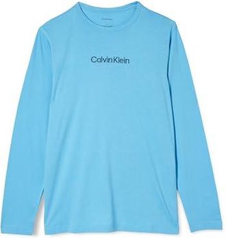 Calvin Klein T-Shirt Manches Longues Homme Crew Neck Col Ras-du-Cou, Bleu (Ethereal Blue), M
