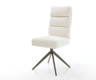DELIFE Drehstuhl Pela-Flex Boucl&eacute; Soft Beige Kreuzgestell breit Effektfinish Titan 360&deg; drehbar Wippfunktion Taschenfederkern, Esszimmerst&uuml;hle