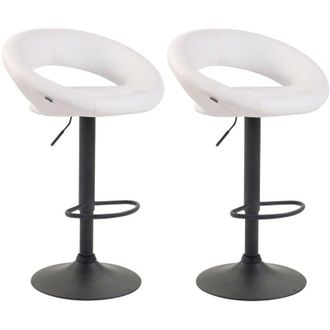 Clp Lot de 2 Tabourets de bar Olinda en similicuir hauteur r&eacute;glable et si&egrave;ge pivotant Blanc Noir