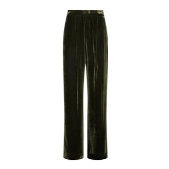 Momoni Femme, Pantalons, Vert, Taille: 38 FR Pantalon en Velours de Soie avec Plis Centraux