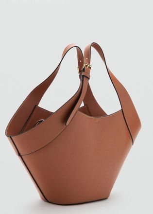 Mango Gro&szlig;e Schultertasche in Lederoptik mittelbraun - Damen - Einheitsgr&ouml;&szlig;e - MANGO