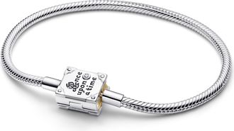 Pandora Moments Disney Prinzessinnen Geschichtenbuch Schlangen-Gliederarmband mit im Labor gez&uuml;chtetem Diamanten aus Sterlin-Silber mit 14 Karat vergoldeter M