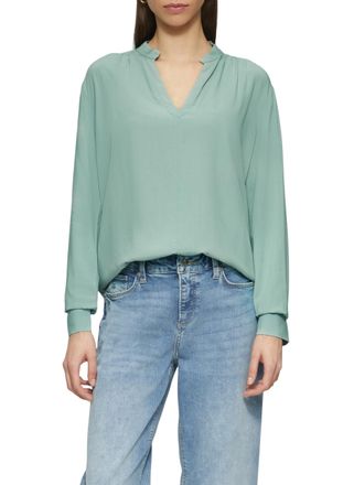 QS by s.Oliver Viskosebluse mit Smok-Detail an der Schuler salbeigr&uuml;n 36