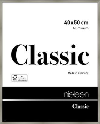 Nielsen Design Bilderrahmen, 40 x 50 cm, Aluminium, Champagner glanz, Posterrahmen zum Aufhängen im Hoch- & Querformat, Echtglas, Classic