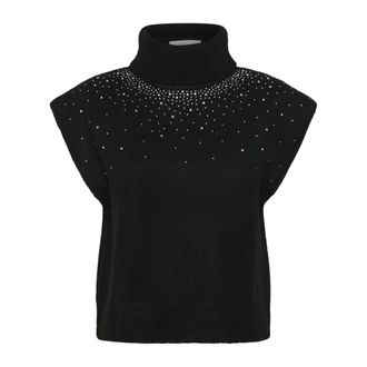 Cream &Auml;rmelloser Strick-Rollkragenpullover - - Knitwear - Damen - Schwarzk - M/L