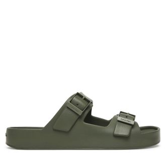 Calvin Klein Pantoletten Calvin Klein Ergon Eva Double Bar Sandal HM0HM02116 Gr&uuml;n