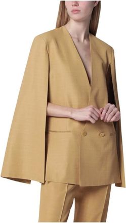 Alberta Ferretti Femme, Vestes, Beige, Taille: 38 FR Veste &agrave; manches ouvertes en viscose fluide
