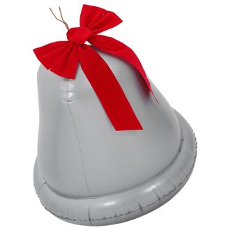 DOITOOL Aufblasbare Weihnachtsglocke mit Schleife &Uuml;berdimensioniert Silber Wetterfest Festliche Gartendekoration f&uuml;r Veranda und Au&szlig;enbereich