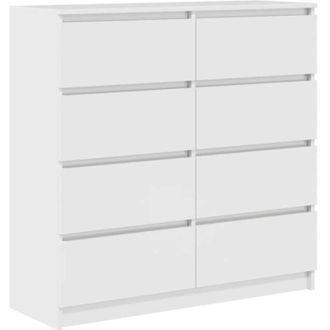 vidaXL Vidaxl - Buffet blanc 100x35x99 cm en bois ding&eacute;nierie - Grand espace de rangement - Design minimaliste pour salon et chambre