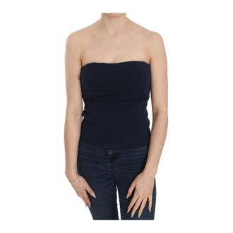 Costume National Tr&auml;gerloses Tube Top Bluse mit Rei&szlig;verschluss hinten - - Tops - Damen - Blau - 2XS