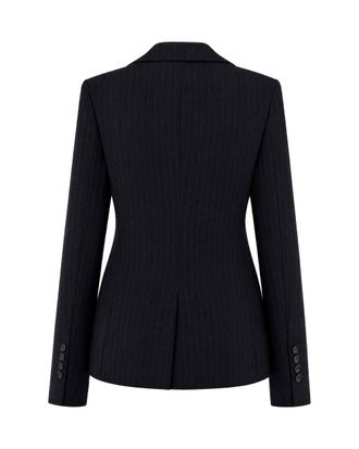 Andamane Womens Pinstripe Single-Breasted Jacket Black-White Cotton Black/white
