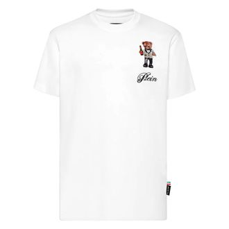 Philipp Plein Homme, Tops, Blanc, Taille: S Heavy Cotton T-Shirt Teddy Bear