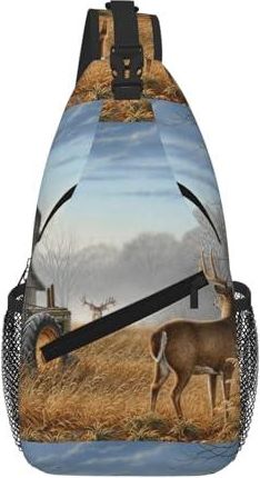 Generic Sacoche Port&eacute; &eacute;paule Ferme avec imprim&eacute; cerf L&eacute;ger Sac &agrave; Bandouli&egrave;re Mode Sac Poitrine pour Voyage Cyclisme Randonn&eacute;e